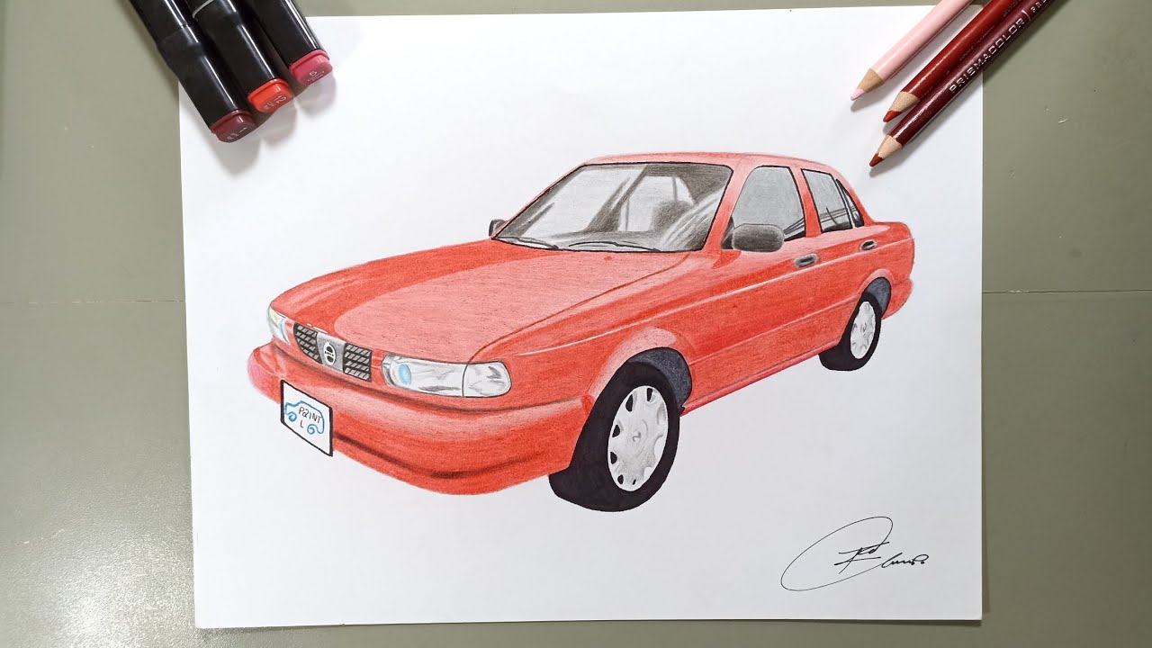 cómo dibujar un nissan Tsuru | time lapse | paint L - YouTube