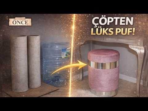 SİLİNDİR PUF YAPIMI! (Pet Şişe + Karton + Boru ile DIY)