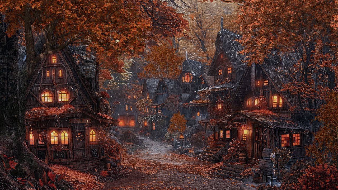 Sleep w Cozy Rain Autumn Sleep Sounds & Falling Leaves Ambience, Rain ...