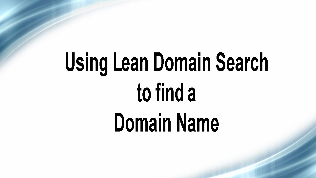 How to Use Lean Domain Search Name Generator - YouTube