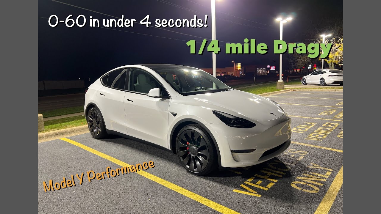 Tesla Model Y Performance 1/4 mile and 0-60 time Dragy (Under 4 seconds ...
