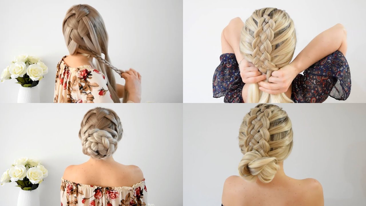 French Braid And Low Bun Hairstyle Tutorials! - YouTube