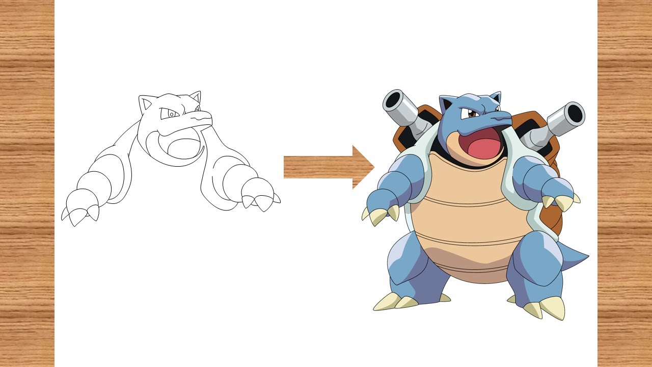 How To Draw Blastoise From Pokemon / Step By Step / Easy Drawing ...