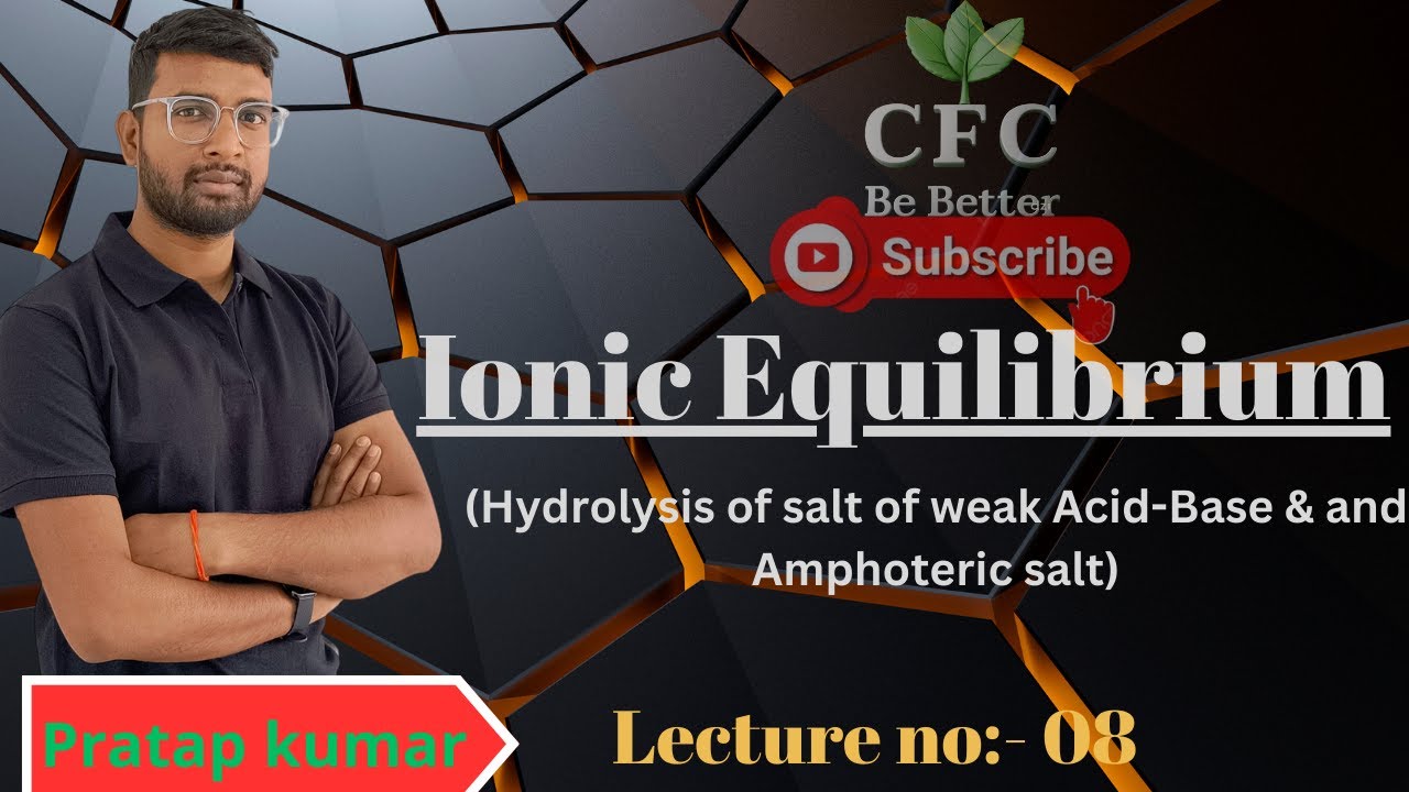 Ionic Equilibrium Lac.no:-8 (Hydrolysis of salt of weak Acid-Base & and ...