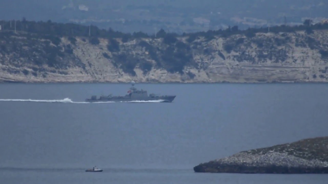 Turkish Navy Dogan class missile boat southbound the Aegean Sea. - YouTube