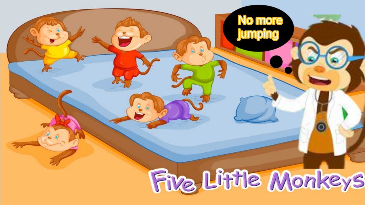 5 Little Monkeys Jumping On a Bed || 3D Animation English Nursery rhyme ...