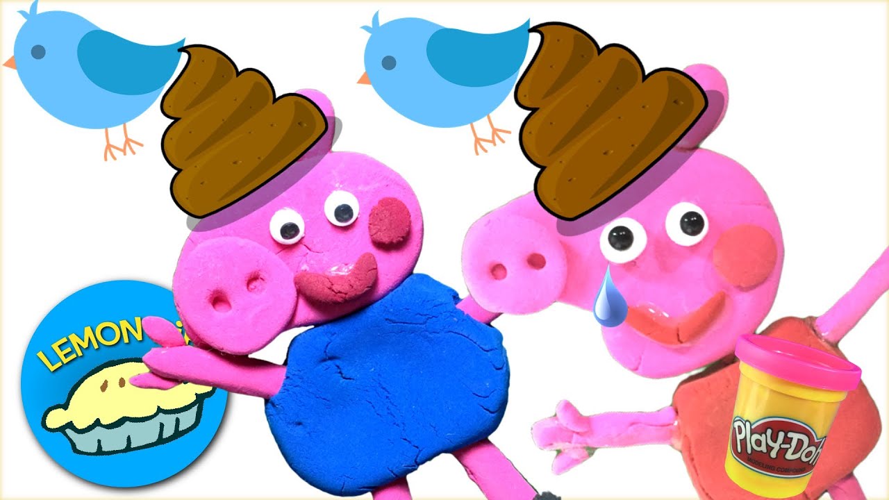 Peppa Pig Poo on Head Outdoors With George Play-Doh Animation - YouTube
