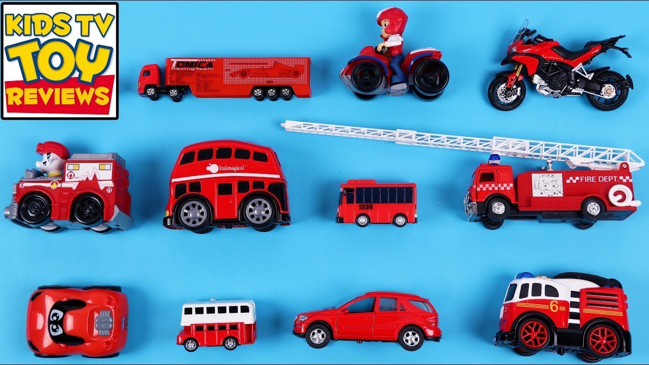 Learn Red Color with Vehicles for Kids + More Toy Videos - YouTube