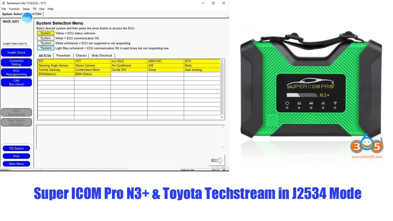 Super ICOM Pro N3+ and Toyota Techstream in Passthru Mode obdii365 ...