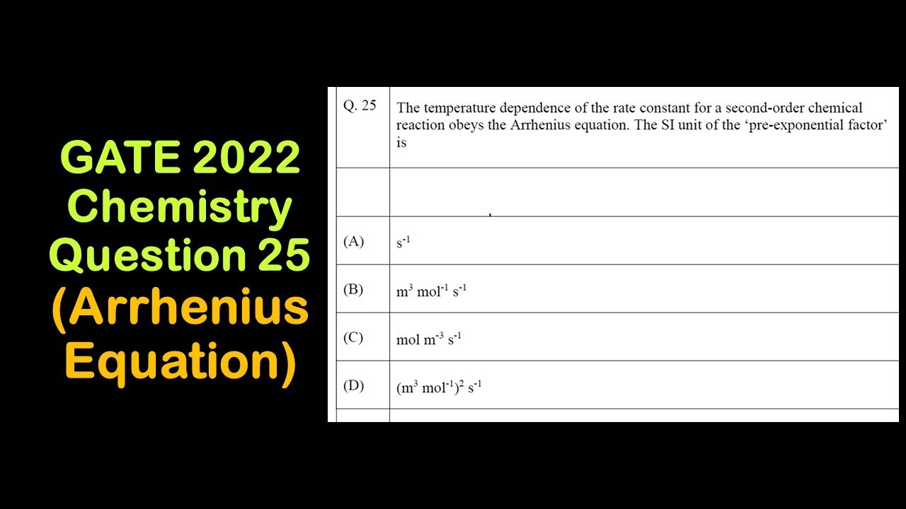 Unit of rate constant | Arrhenius equation | Chemical kinetics | GATE ...