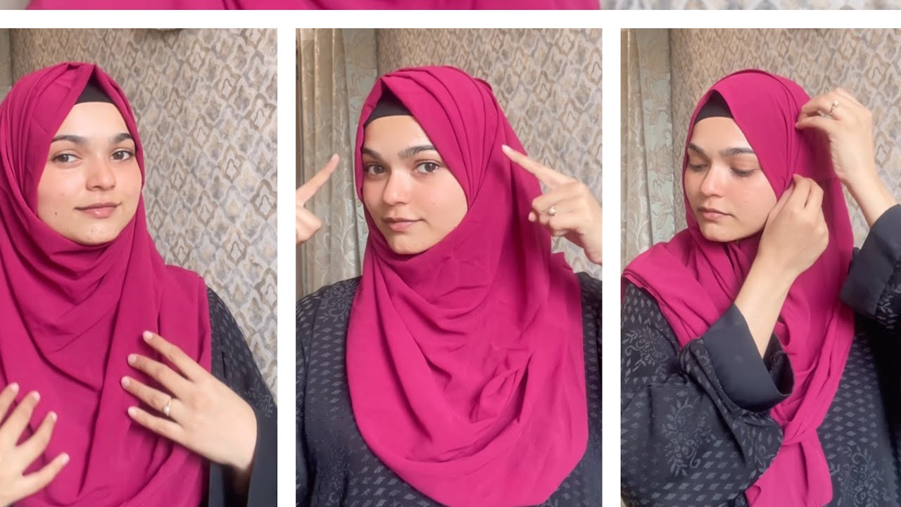 2 wedding hijab tutorials || Decent layered full coverage chiffon hijab ...