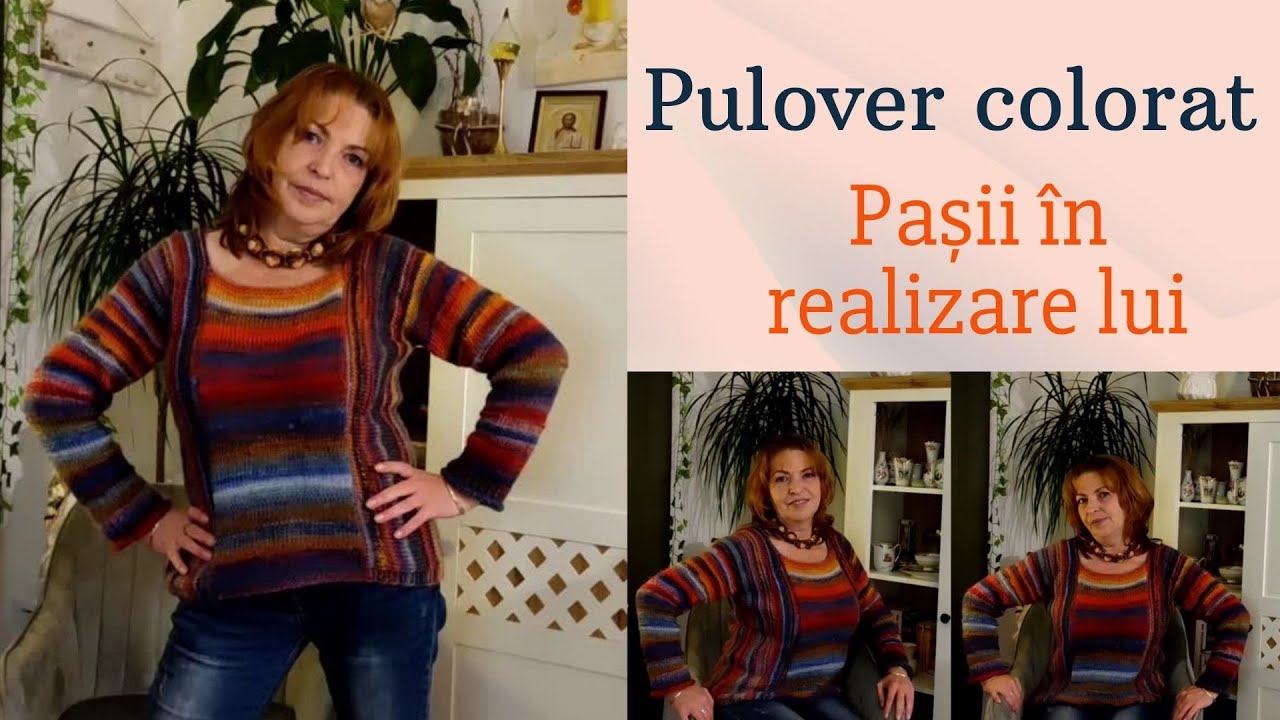 Pulover tricotat colorat - rânduri verticale - YouTube