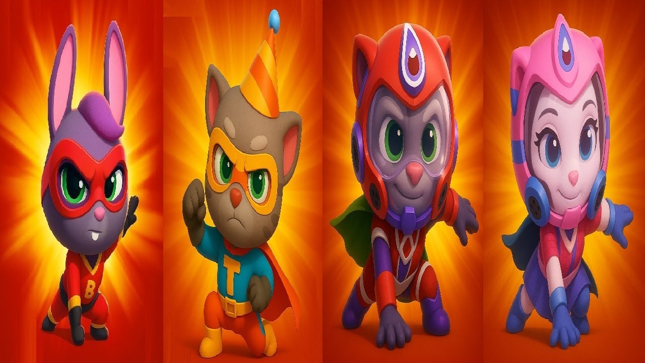Talking Tom Hero Dash SUPER BECCA VS BIRTH DAY TOM SUPER TOM SUPER ...