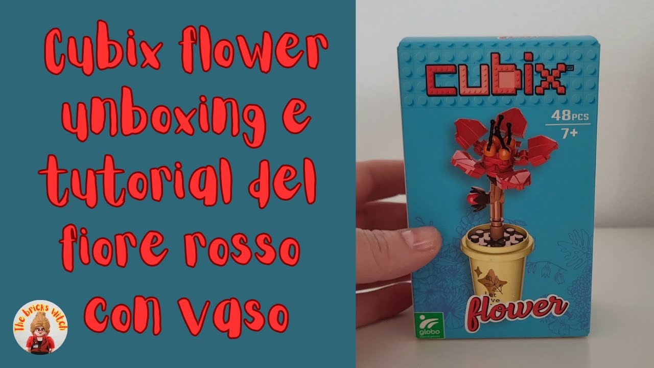 Cubix flower unboxing e tutorial del fiore rosso con vaso - YouTube