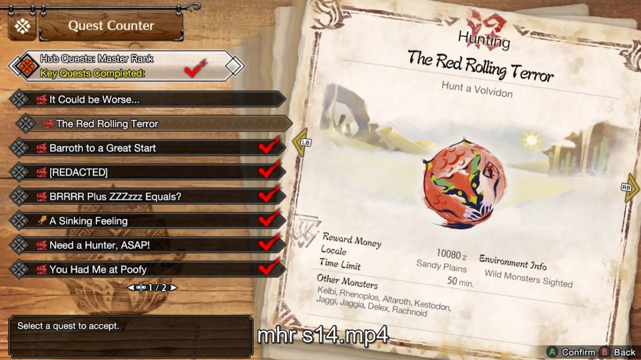 [PC] Monster Hunter Rise: Sunbreak (MHR) - Hub Quest M★ The Red Rolling ...