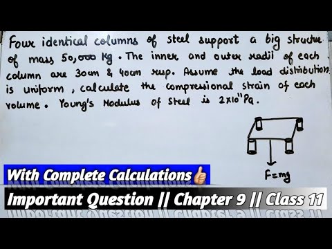 Four identical cylindrical columns of steel support a big structure of ...