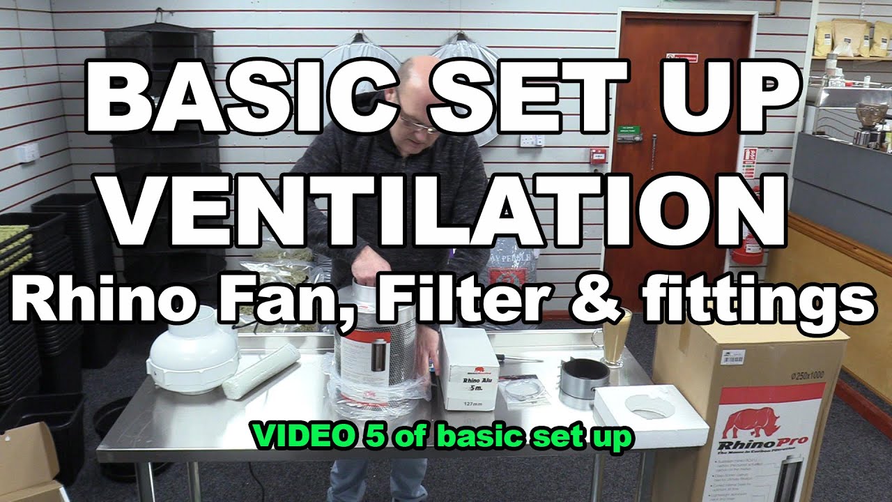 Grow room ventilation with Rhino Fan, Carbon filter and fittings - YouTube