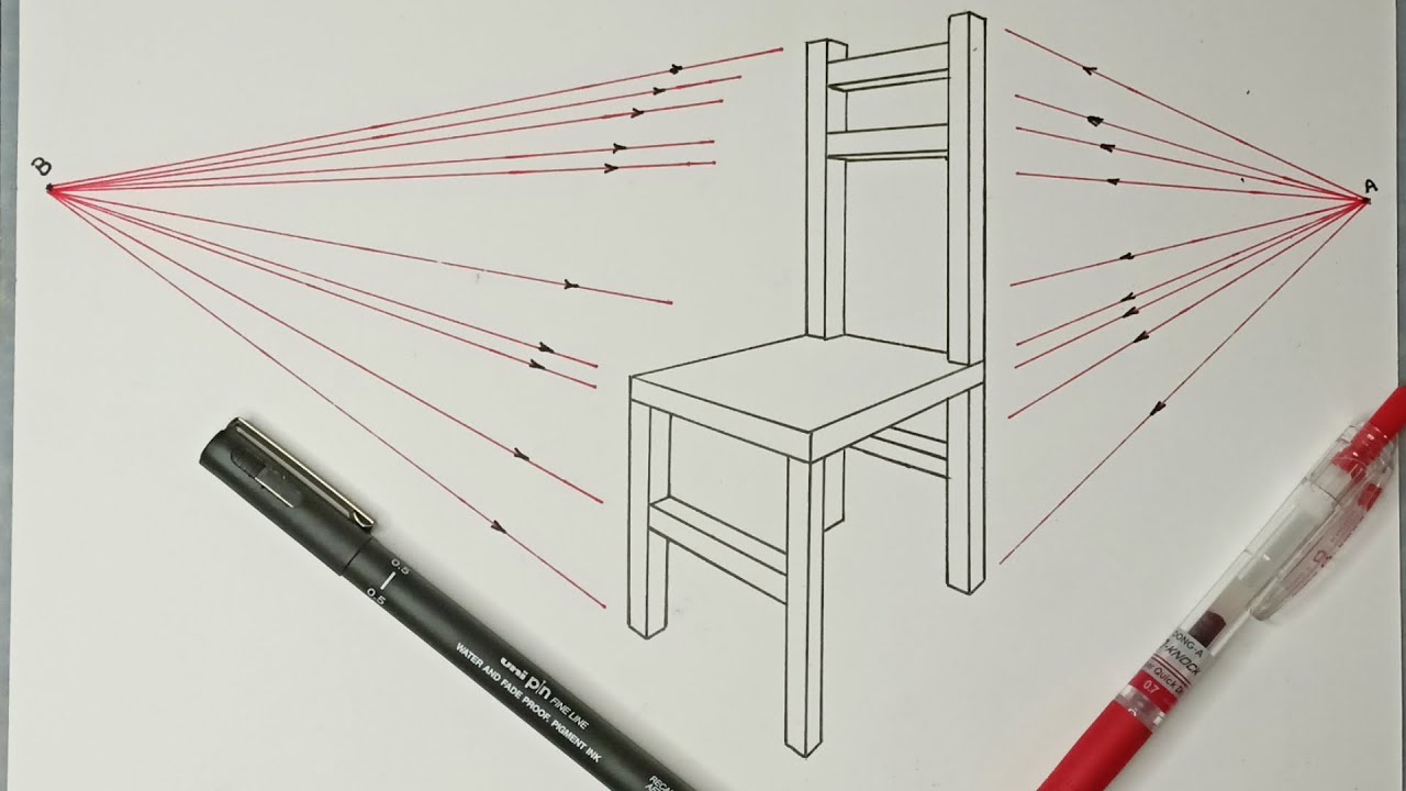Learn how to draw A Chair in 2 point perspective perfect for beginners ...
