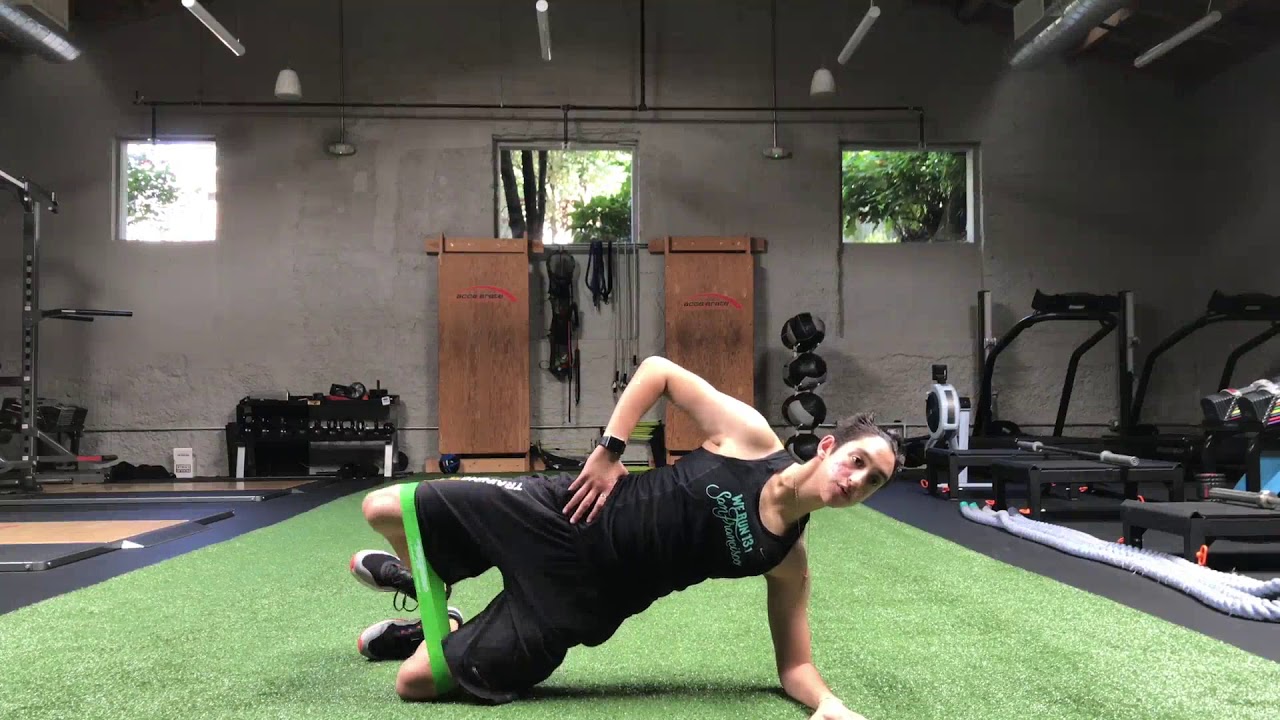 Side Plank with Mini Band Resisted Clam Shells - on Elbow - YouTube