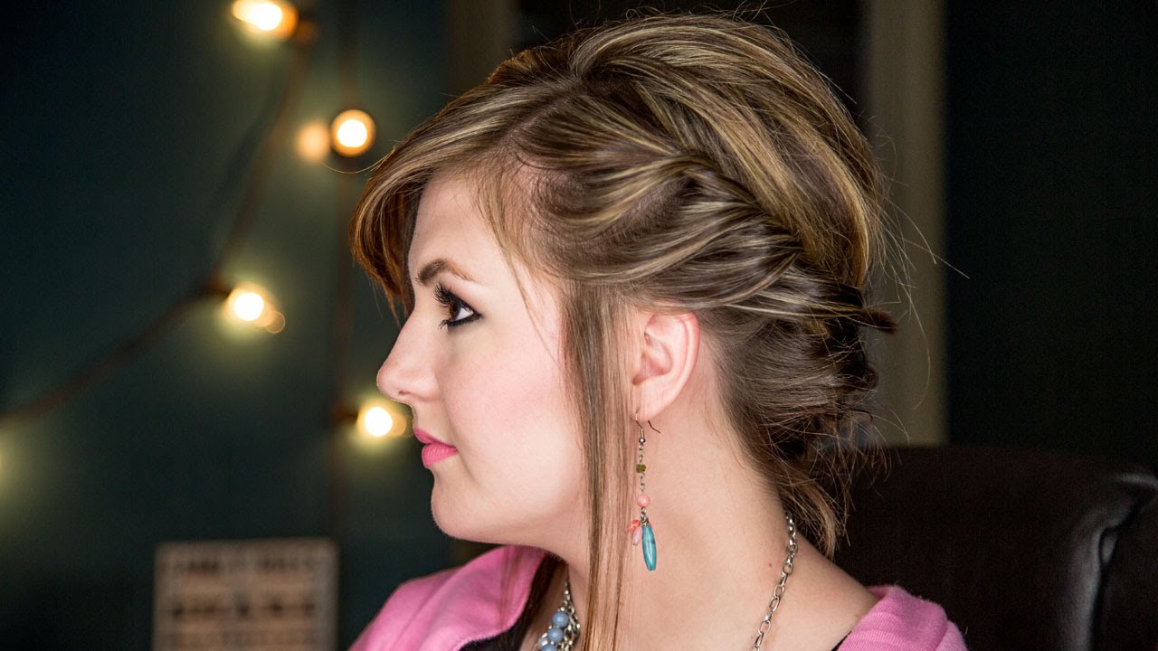 EASY TWISTED BRAID UPDO FOR SHORT HAIR // Hannah Grace - YouTube