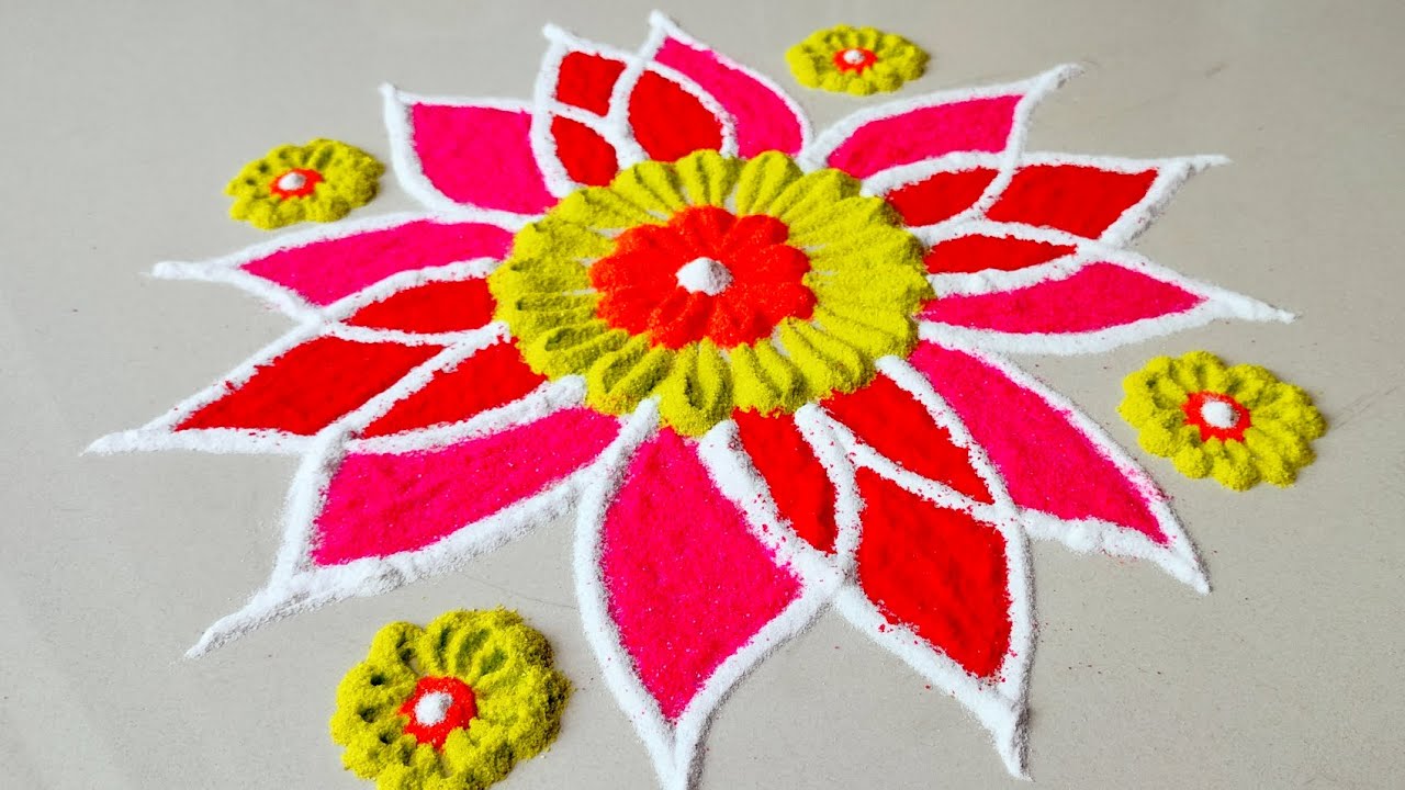 Easy Kamal Rangoli Trick for Chhath Puja 2025 | Without dots | Lotus ...