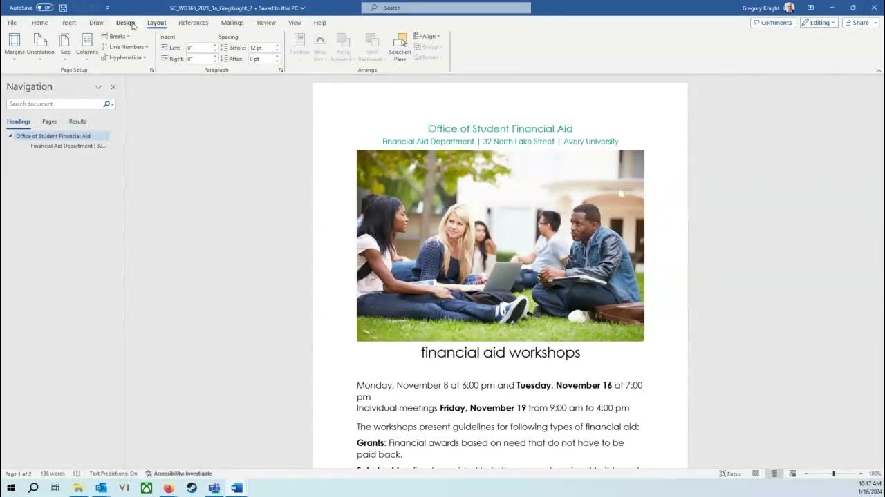 SAM Project 1a Word Module 01 Creating and Modifying a Flyer - YouTube