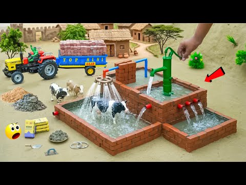 DIY Mini Tractor Making Hand Pump Construction | Using Bricks | Village Water Supply | @topminigear