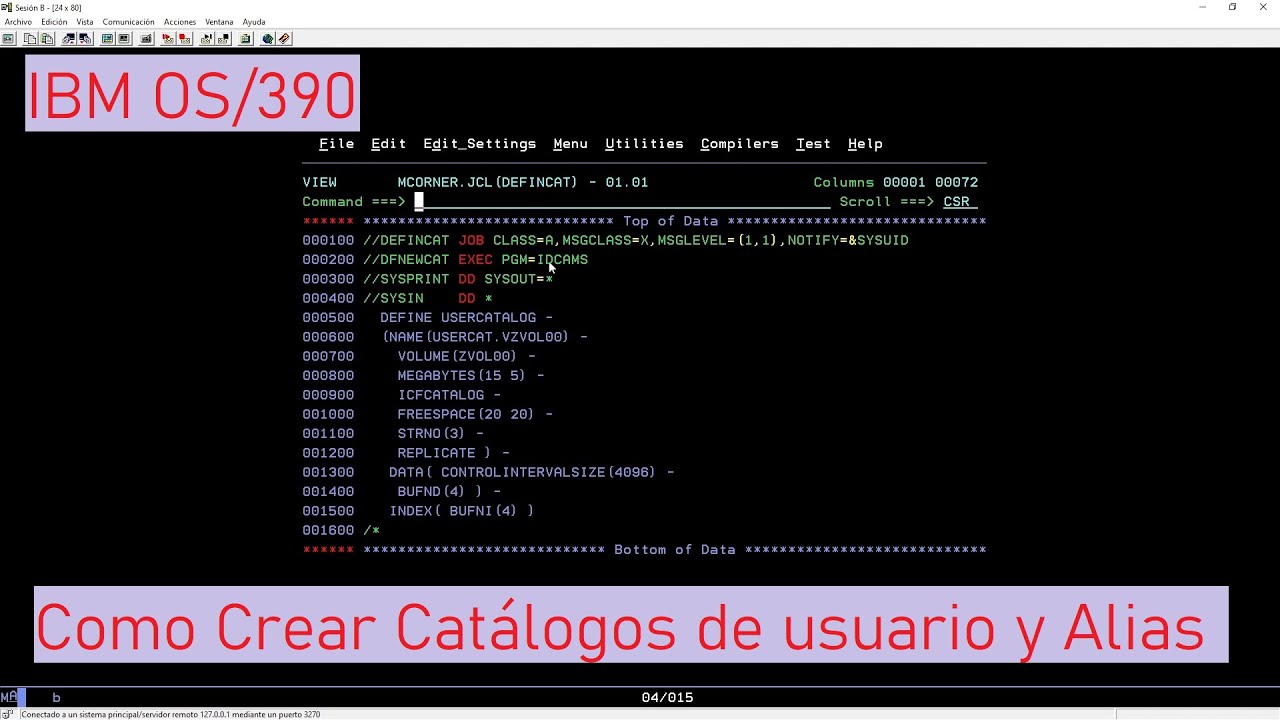 IBM OS/390: Como crear Catálogos de Usuario y Aliases - YouTube