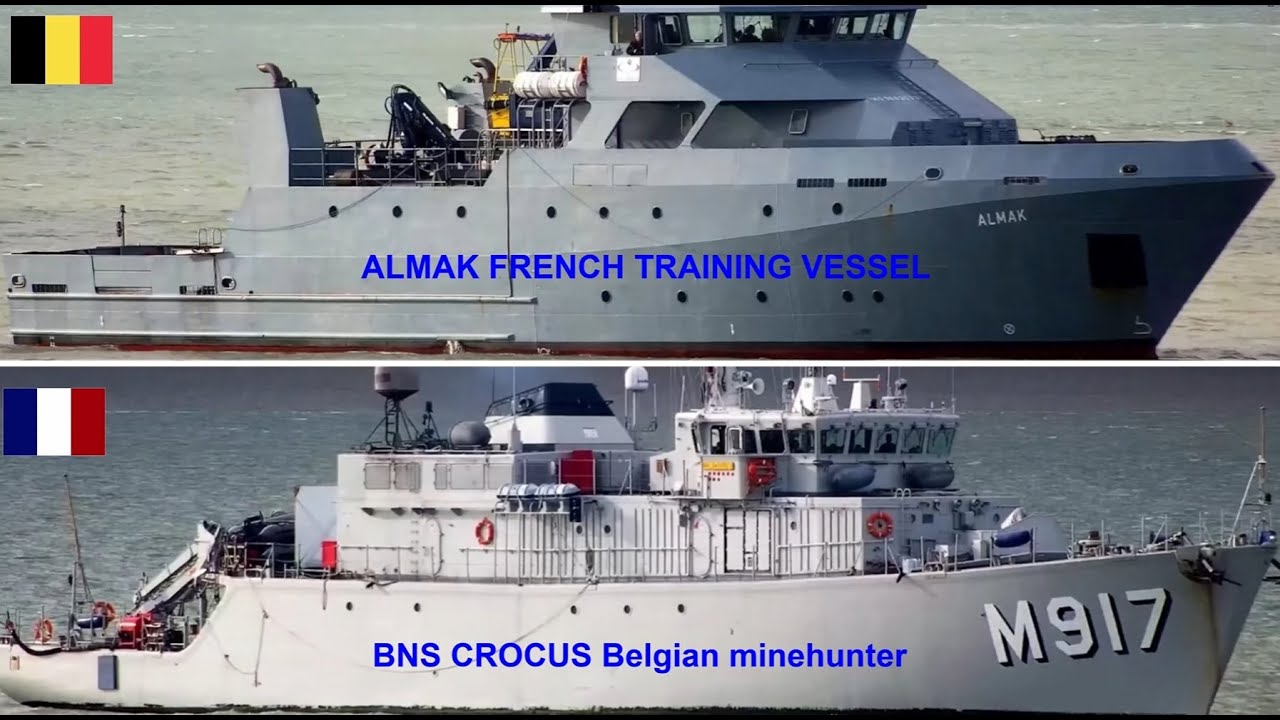 Navy ships ALMAK and CROCUS slowly passing Cowes Isle of Wight webcam ...