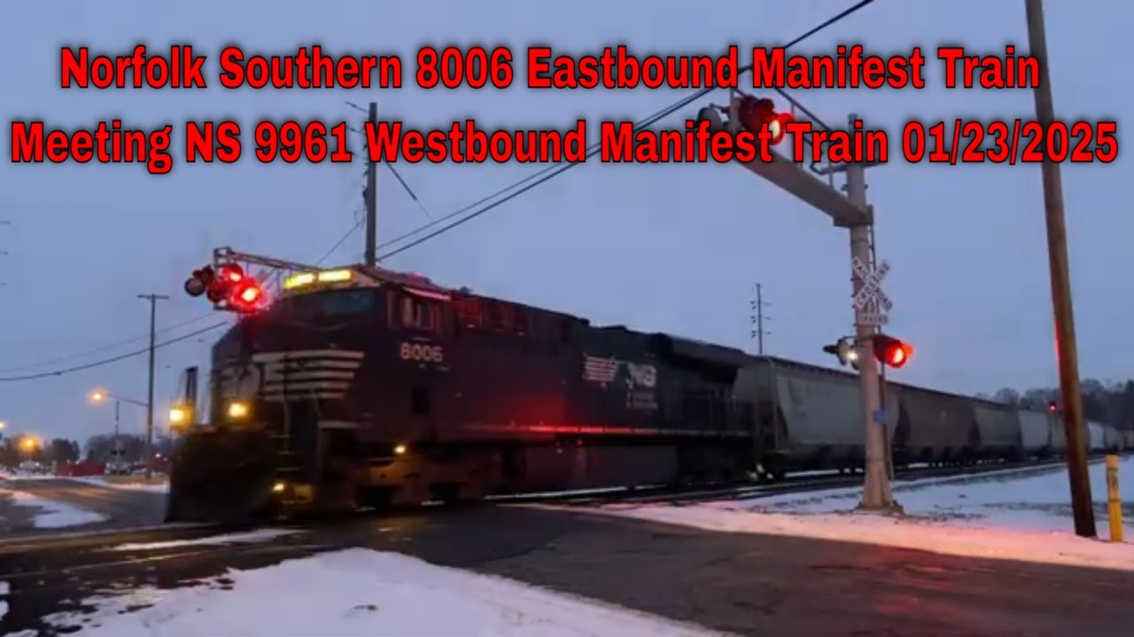 Norfolk Southern 8006 Eastbound Manifest Train Meeting NS 9961 ...