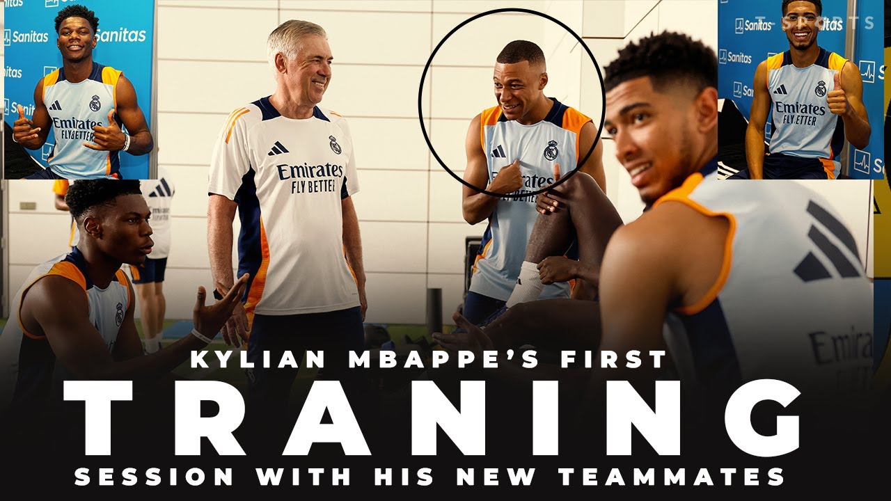 Kylian Mbappe’s first training session with his new Real Madrid ...