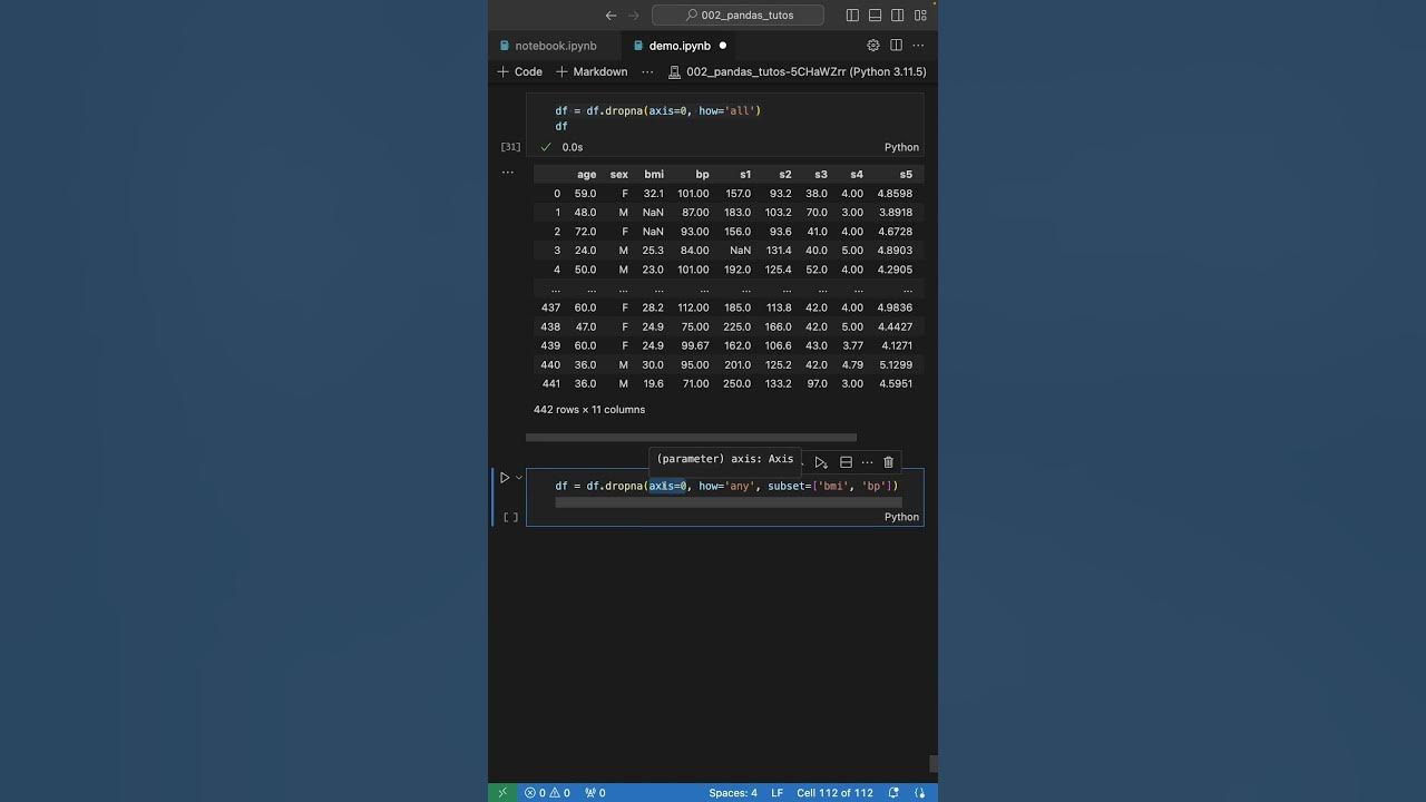 Des astuces avec dropna et python dans #python et #pandas 029 #data #artificialintelligence #ai ...