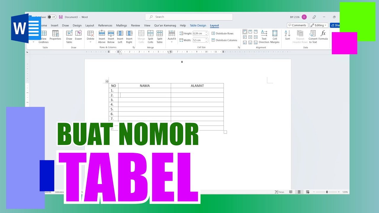 Cara Membuat Nomor Tabel di Microsoft Word - YouTube
