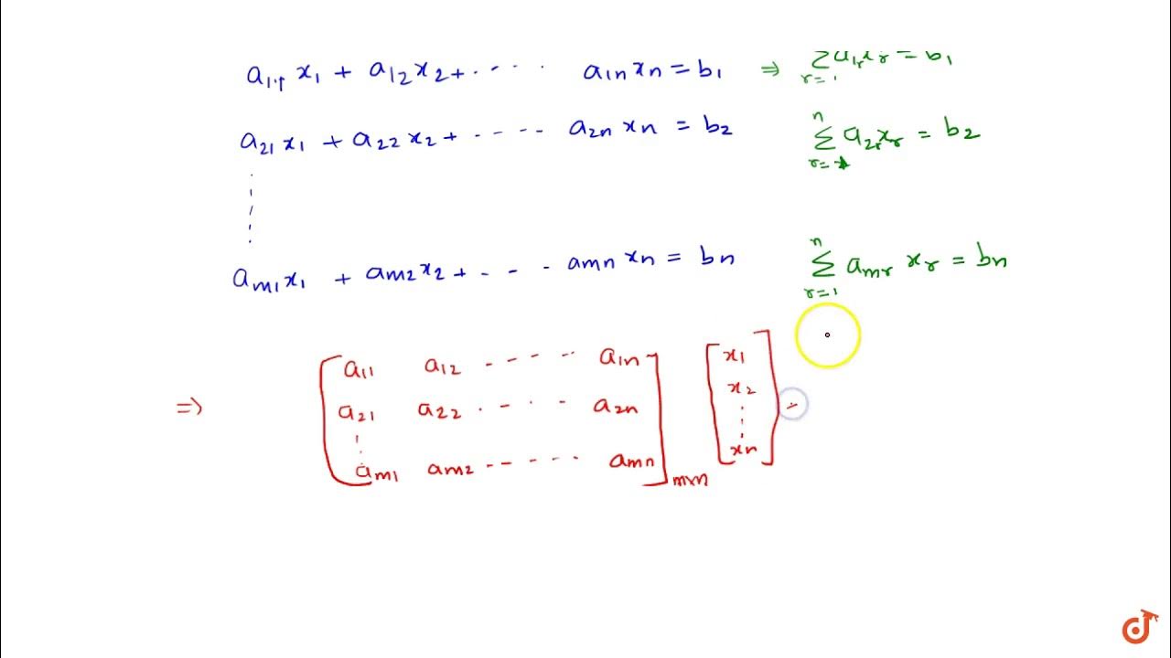 Conversion of linear equations in matrix form - YouTube