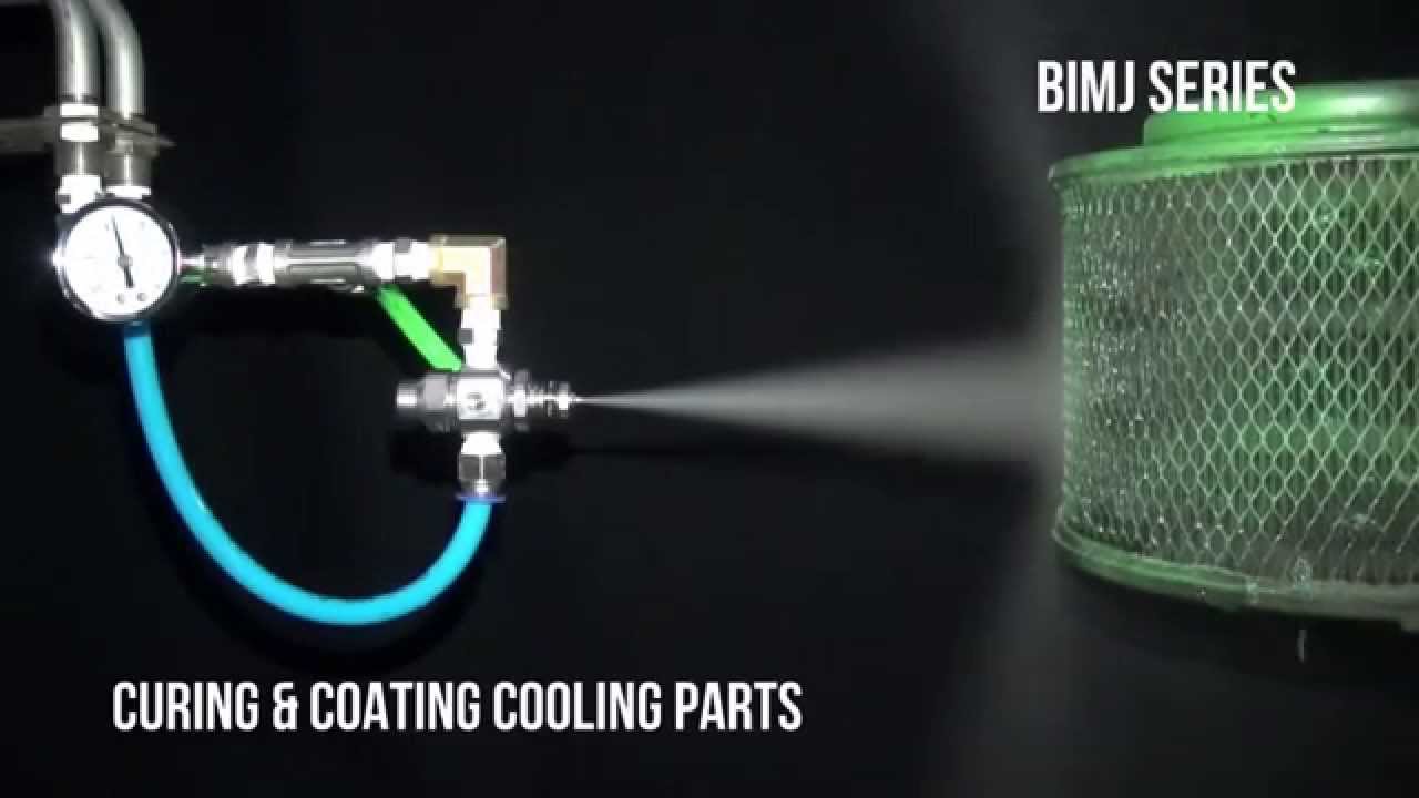 Fine mist nozzle for curing & coating cooling parts - YouTube