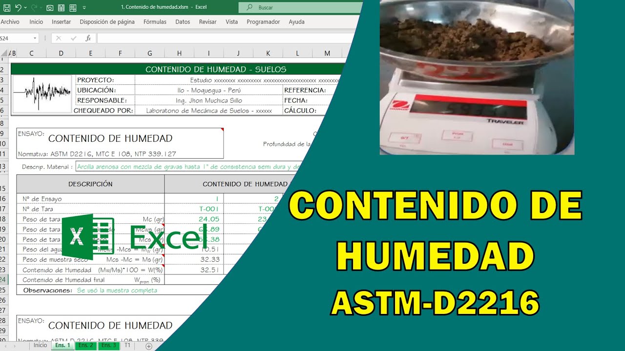 Contenido de Humedad - Suelos | Plantilla Excel Profesional - YouTube