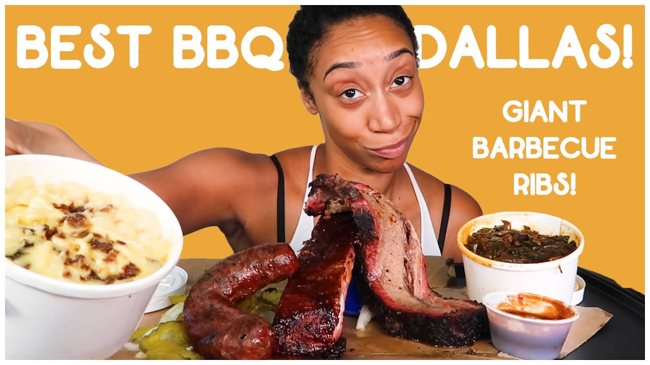 GIANT RIBS, BRISKET & SAUSAGE MUKBANG! TRYING THE BEST BBQ IN DALLAS ...