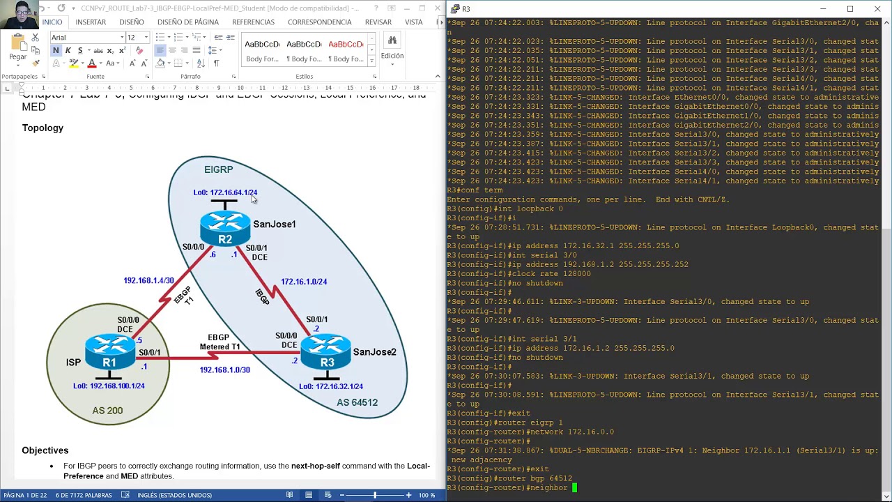 CCNPv7 ROUTE Lab7-3 IBGP EBGP Local Preference MED - YouTube