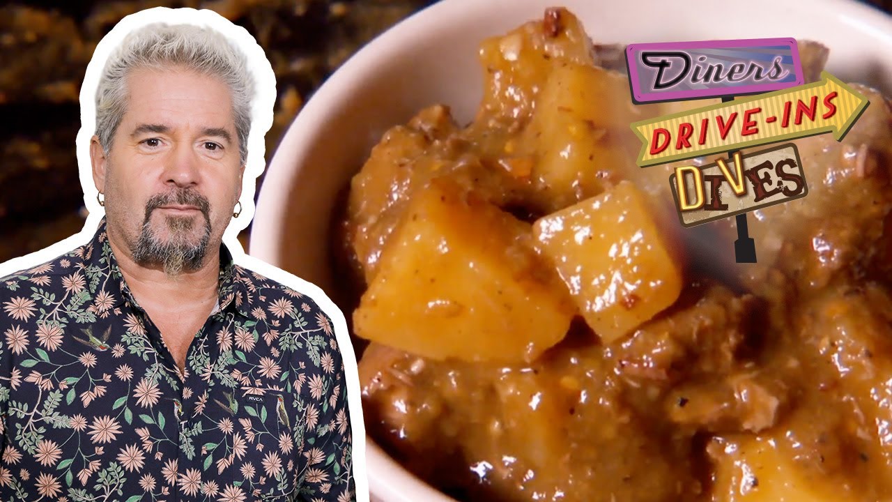 Guy Tries SLAMMIN’ Steak & Stew at Fred’s Texas Cafe | Diners, Drive ...