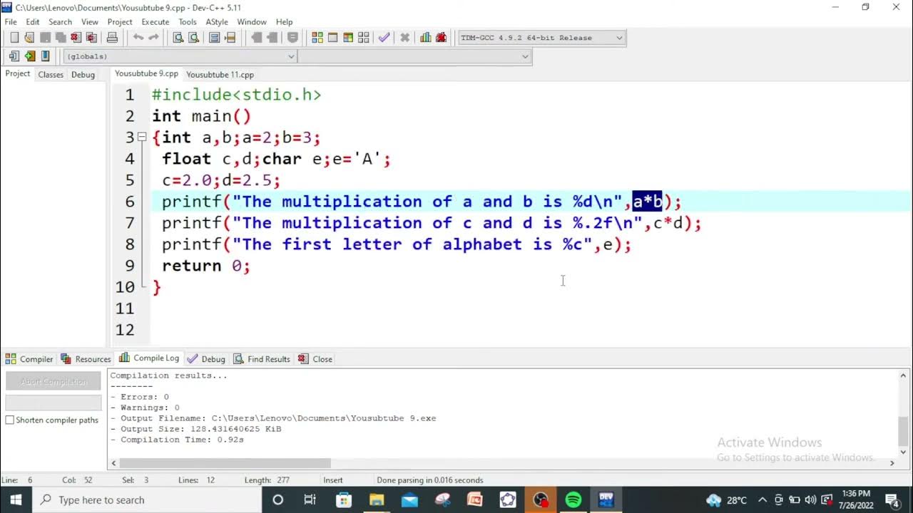 C11 C Programming8 Printf To Get Multiple Outputs From A Single Printf Function Youtube