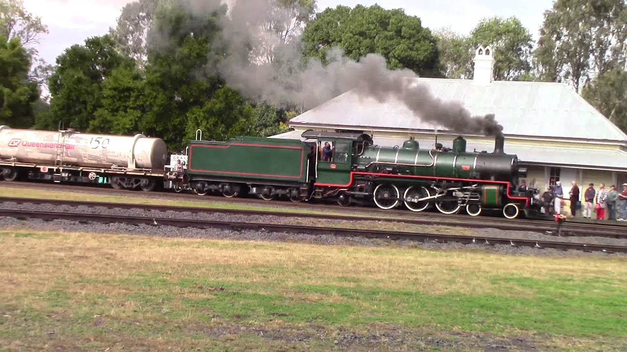 QLD Rail BB18 1\4 Steam Train No. 1079 150th anniversary Grandchester ...