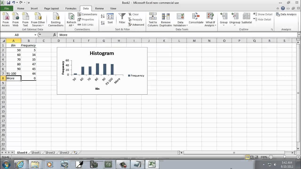 Excel2010: Summarizing Quantitative Data - Histograms - YouTube