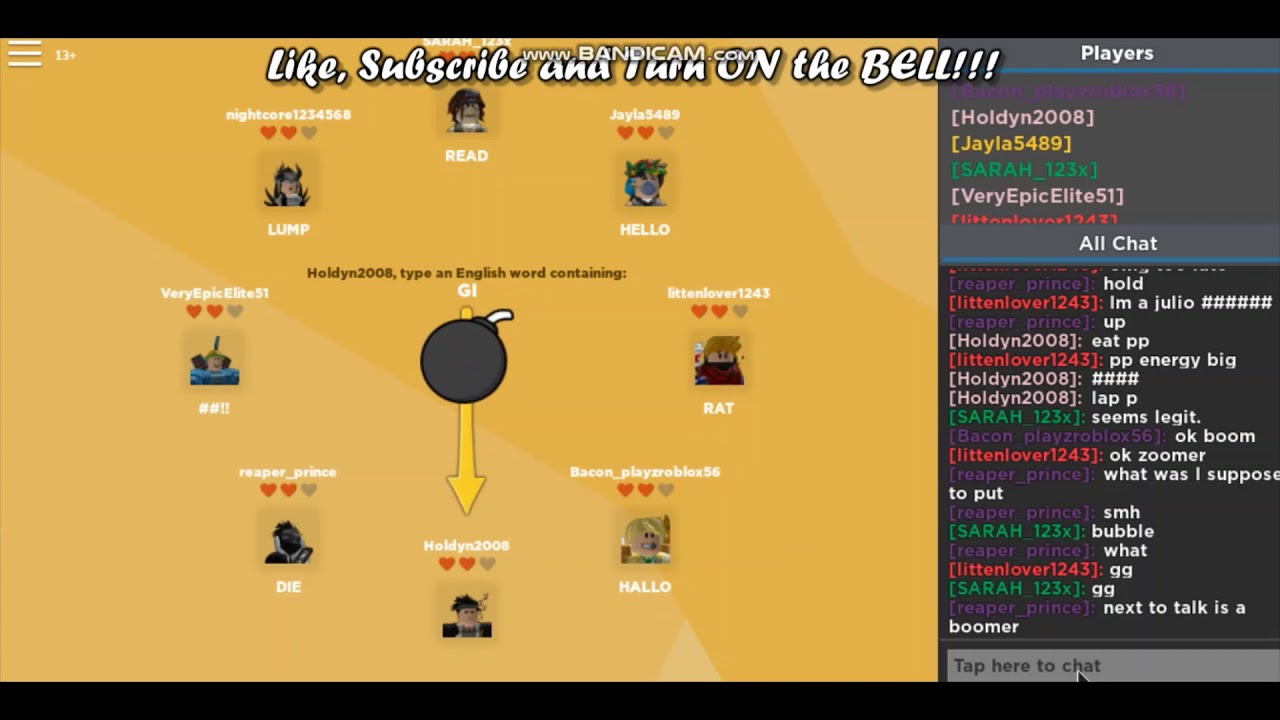 Roblox word bomb gameplay - YouTube