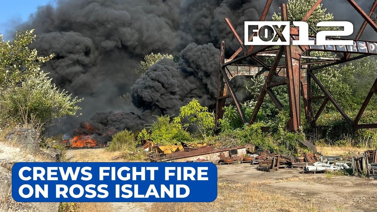 Ross Island fire fills Portland sky with smoke as crews use fireboats ...