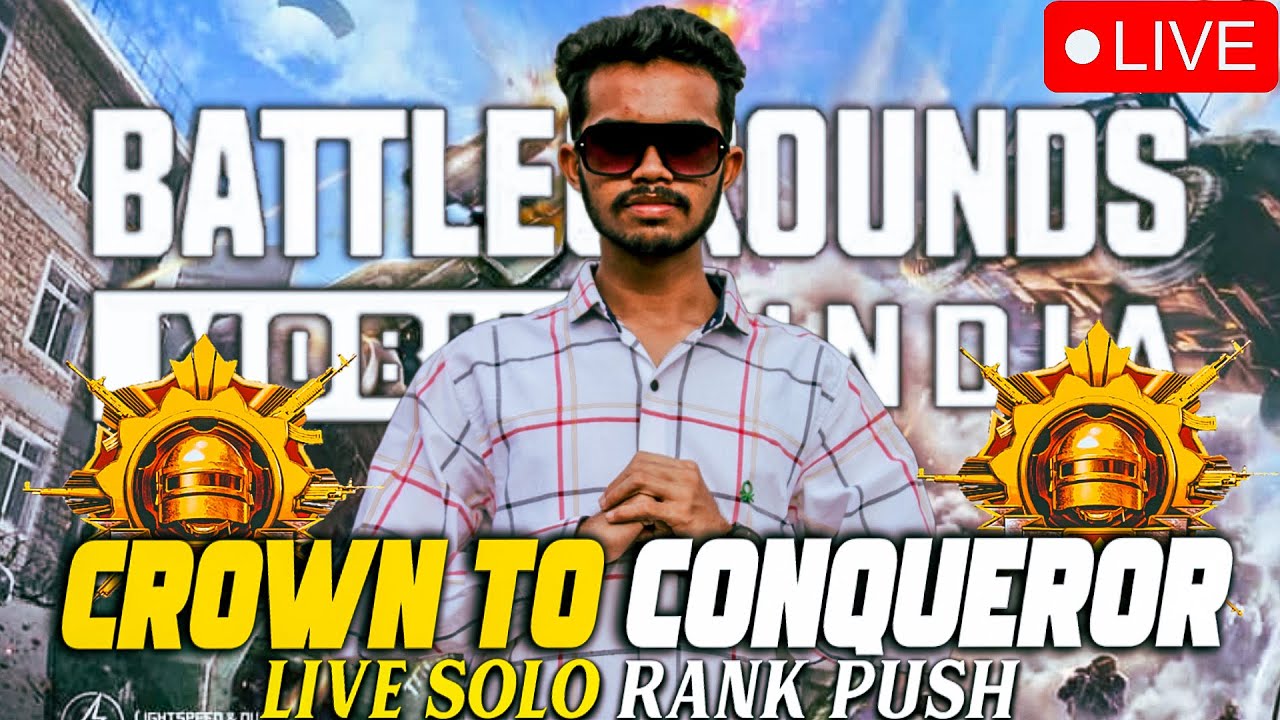 BGMI LIVE SOLO RANK PUSH🔥| CROWN 3 TO CONQUEROR C4S12😍| LIVE SOLO RANK ...