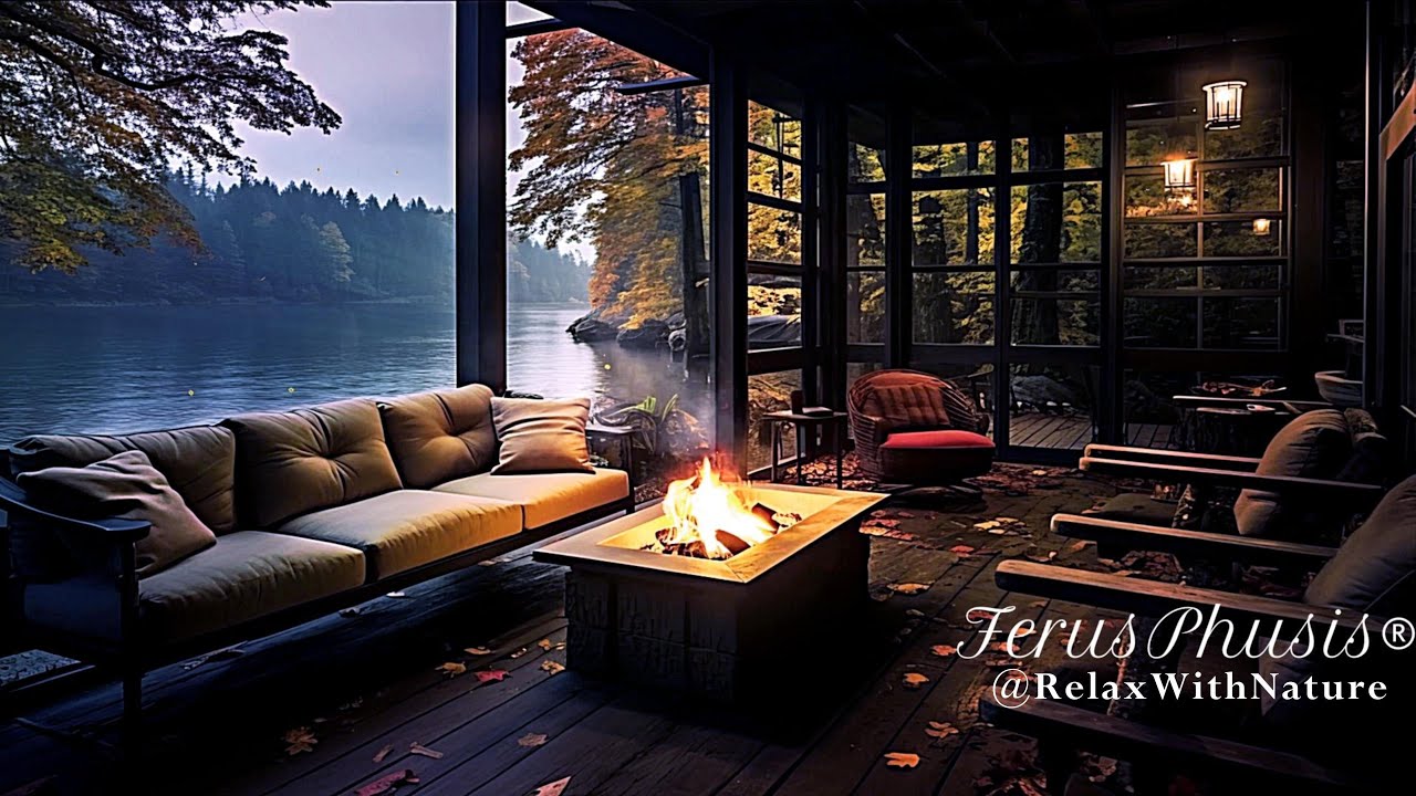 Cozy outdoor Ambience& Nature Sounds of Wind and Fire Crackling to ...