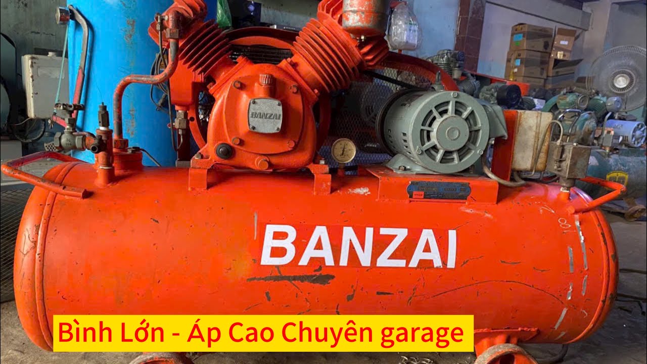 Chuyên Garage xài bền bỉ BANZAI 5 ngựa, bình lớn 220L, áp cao 15kg ...