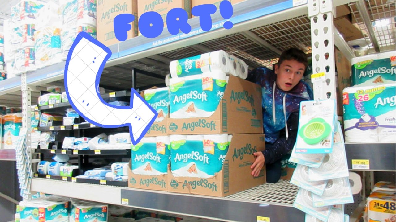 INSANE TOILET PAPER FORT AT WALMART! 2 STORYS - YouTube