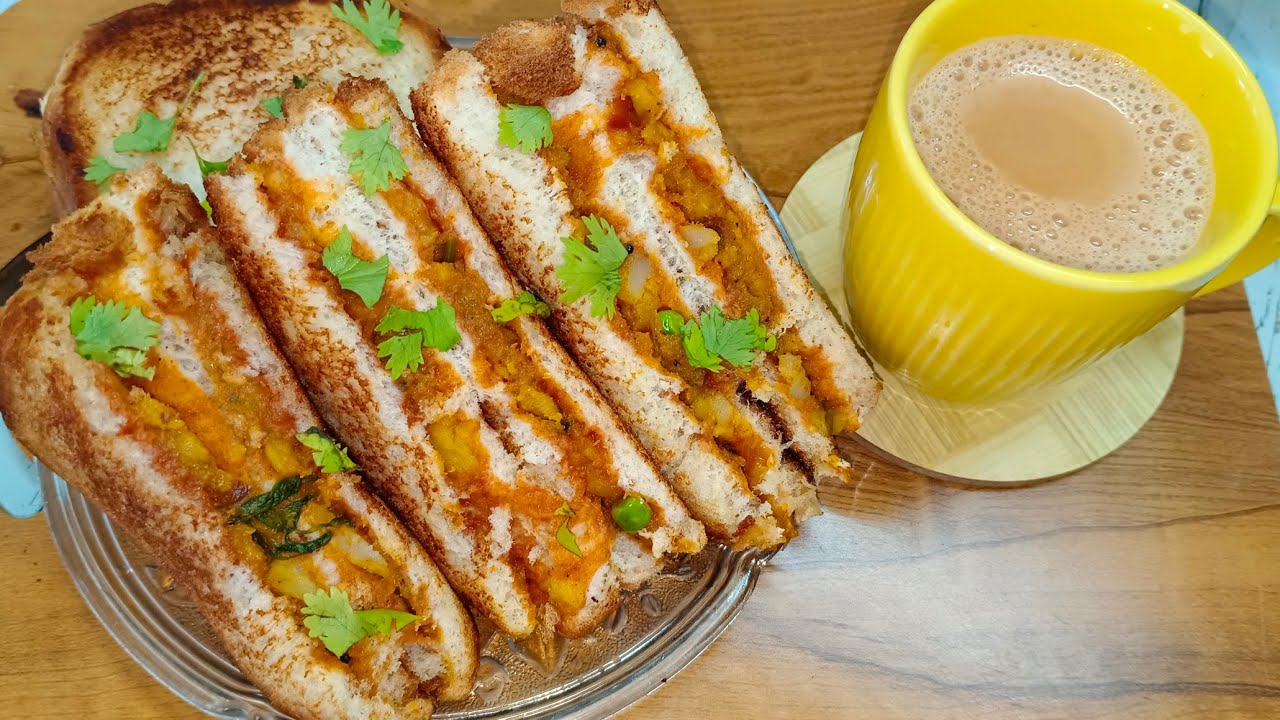 Aloo Masala Sandwich Recipe! Easy Breakfast Recipe !Aloo Matar Sandwich ...