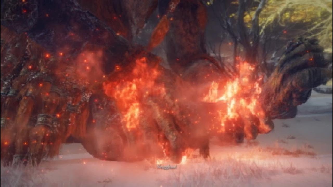 Fire Giant Fight Full + Melina burning erd tree - (Elden Ring) - YouTube
